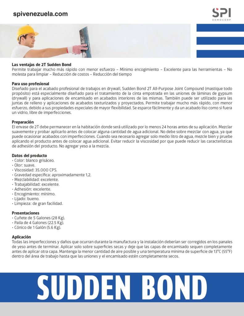Mastique Sudden Bond 2T 5 Galones - 212global